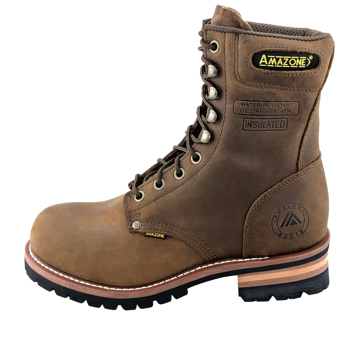 AMAZONE Men's 904 Logger Work Boot, Premium Mocha Full Grain Leather ...